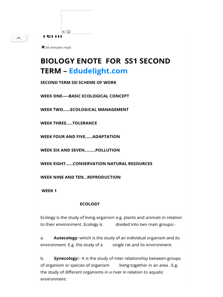 SS1 Biology Second Term Overview | PDF | Desert | Sexual Reproduction