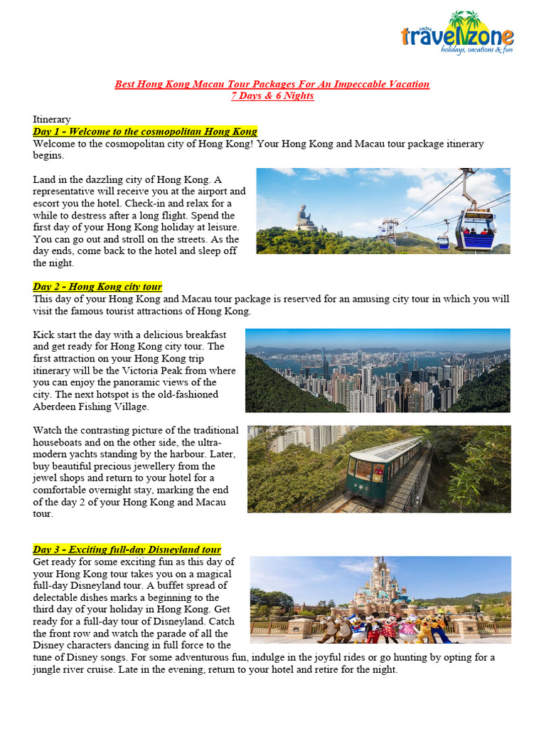 7 Days Hong Kong With Macau | PDF | Macau