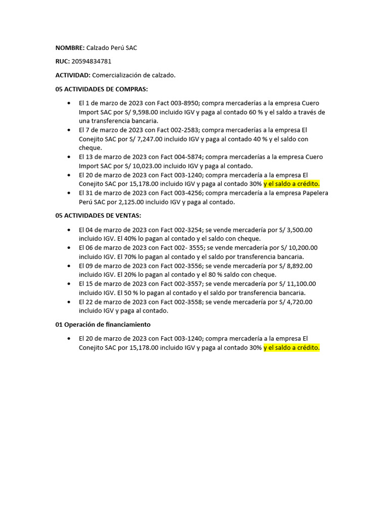 TRABAJO SEMANA N°06 CONTABILIDAD-1 para Trabajo Grupal de Semana 8 | PDF | Finanzas y dinero