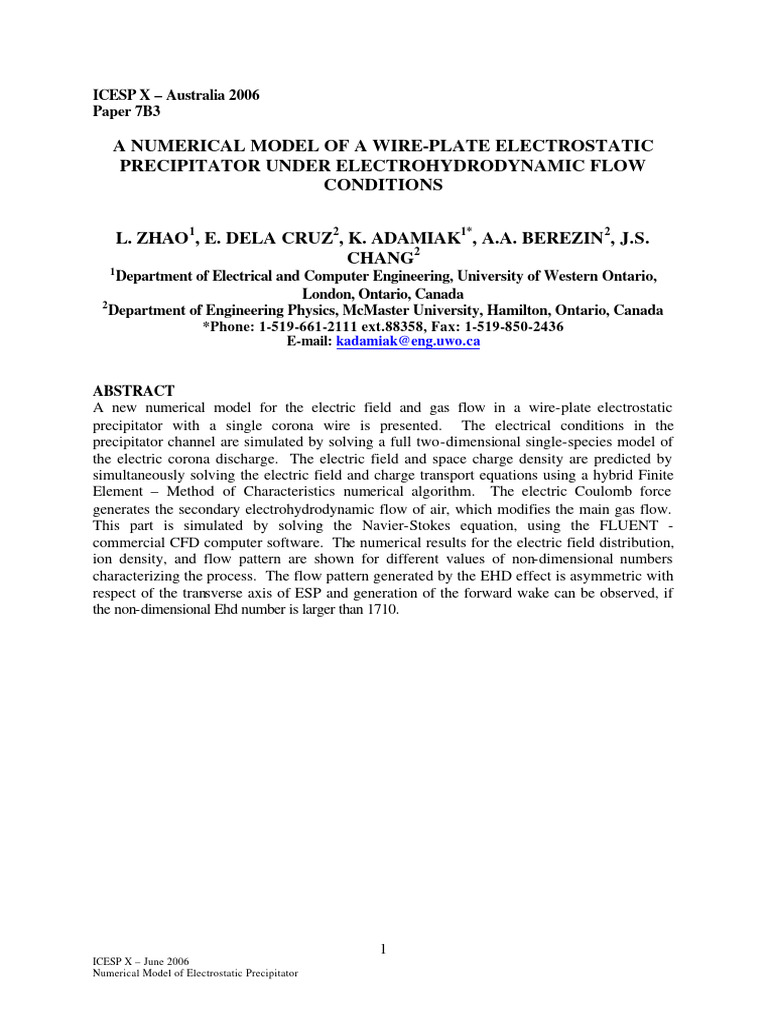 Wire-Plate Electrostatic Precipitator Model | PDF | Computational Fluid ...