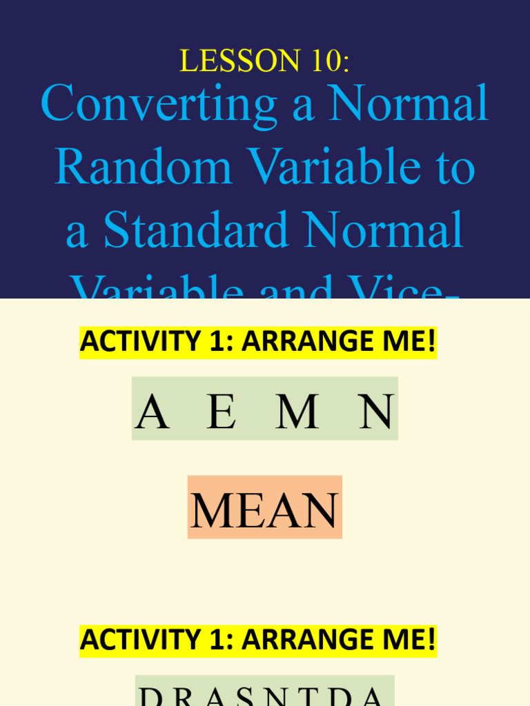 10 Converting A Normal Random Variable To A Standard Normal Variable And Vice Versa Download