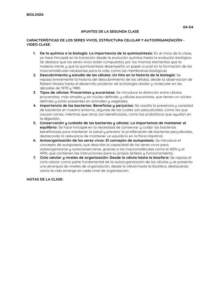 Características y Estructura de los Seres Vivos | PDF | Biología ...