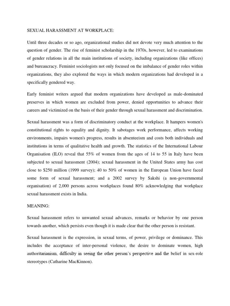 Understanding Workplace Sexual Harassment | PDF | Sexual Harassment ...
