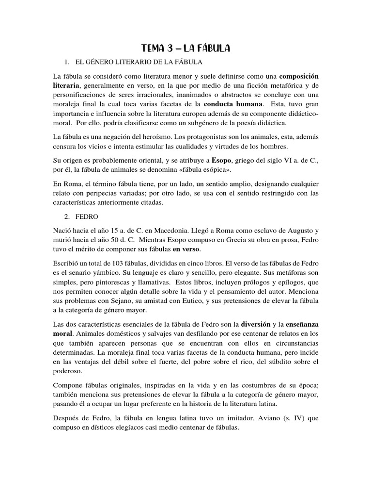 Resumen de Latín | PDF | Fábula