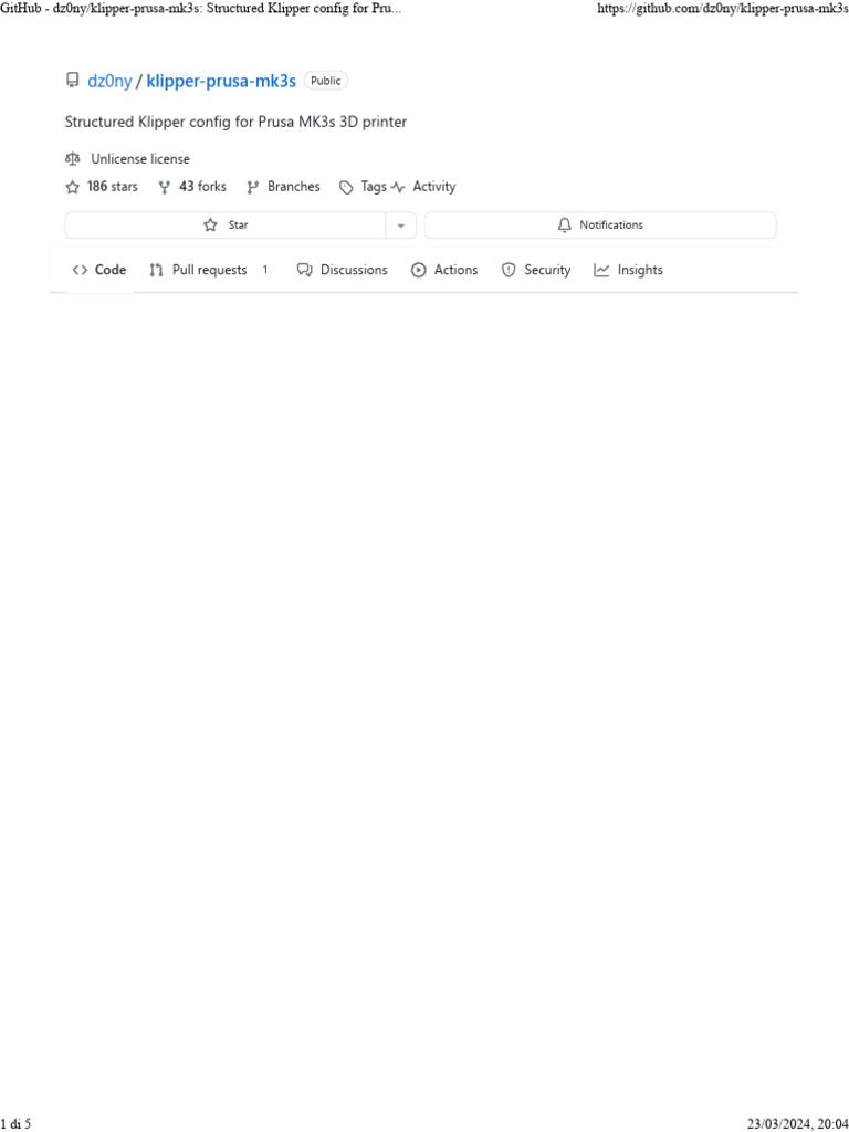 GitHub - Dz0ny - Klipper-Prusa-Mk3s Structured Klipper Config For Prusa MK3s 3D Printer | PDF ...