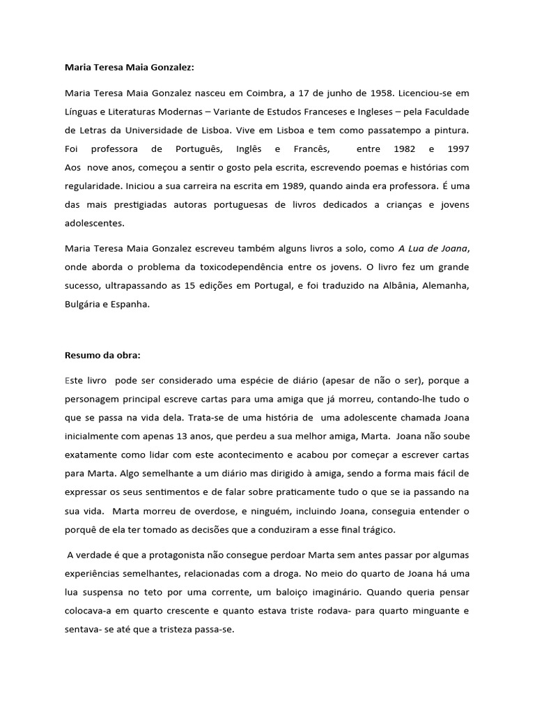 Biografia de Maria Teresa Maia Gonzalez | PDF | Tempo | Família