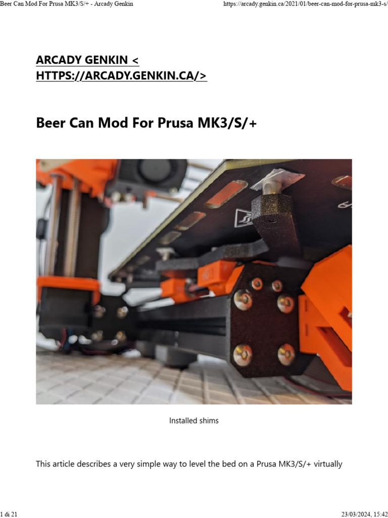 Beer Can Mod For Prusa MK3 - S - + - Arcady Genkin | PDF
