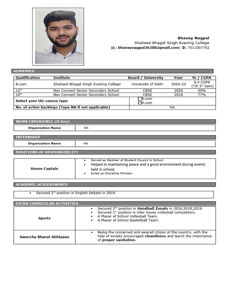 BHAVAY CV | PDF | Educational Stages