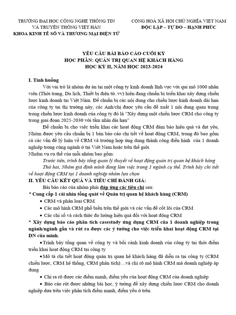 CRM - Final Assignment Guidlines | PDF