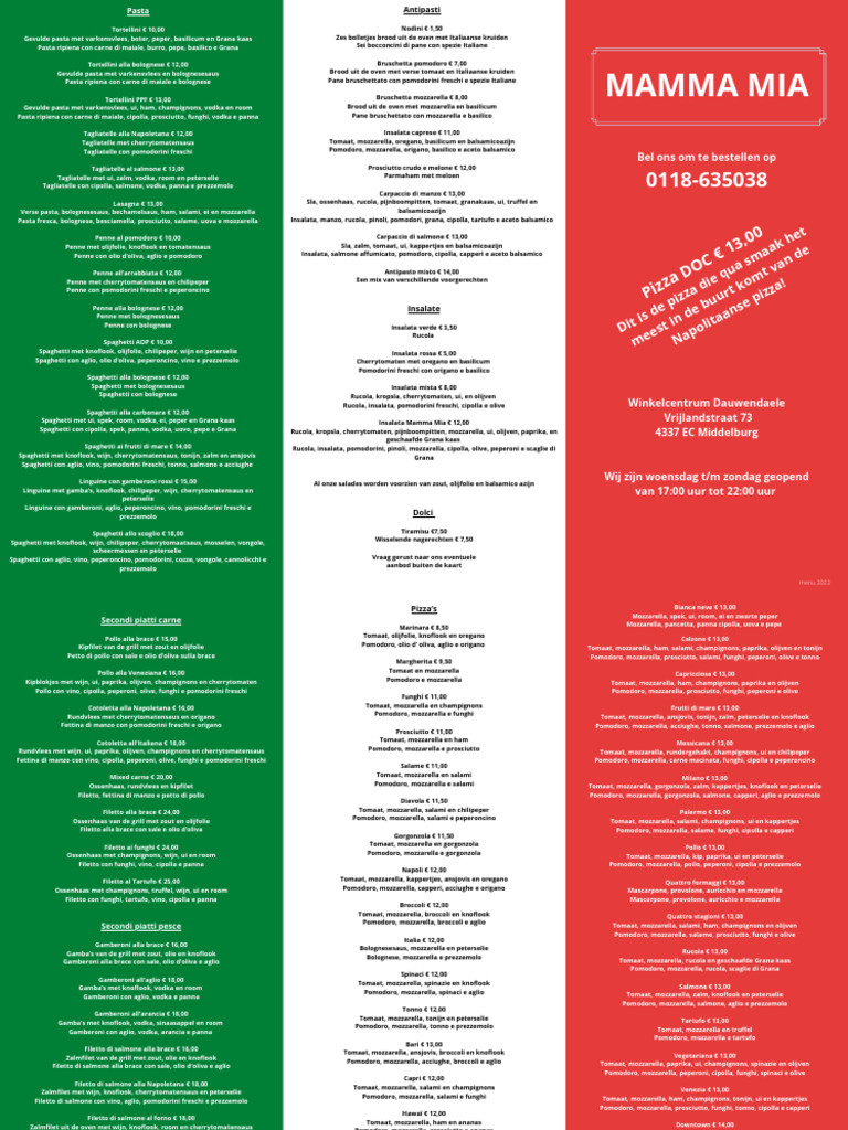 Menu Mamma Mia | PDF