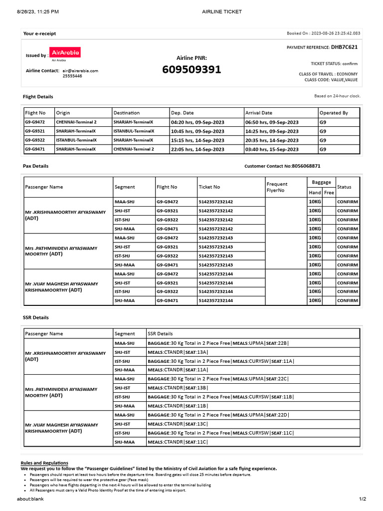 Turkey Ticket x3 | PDF | Airlines | Civil Aviation