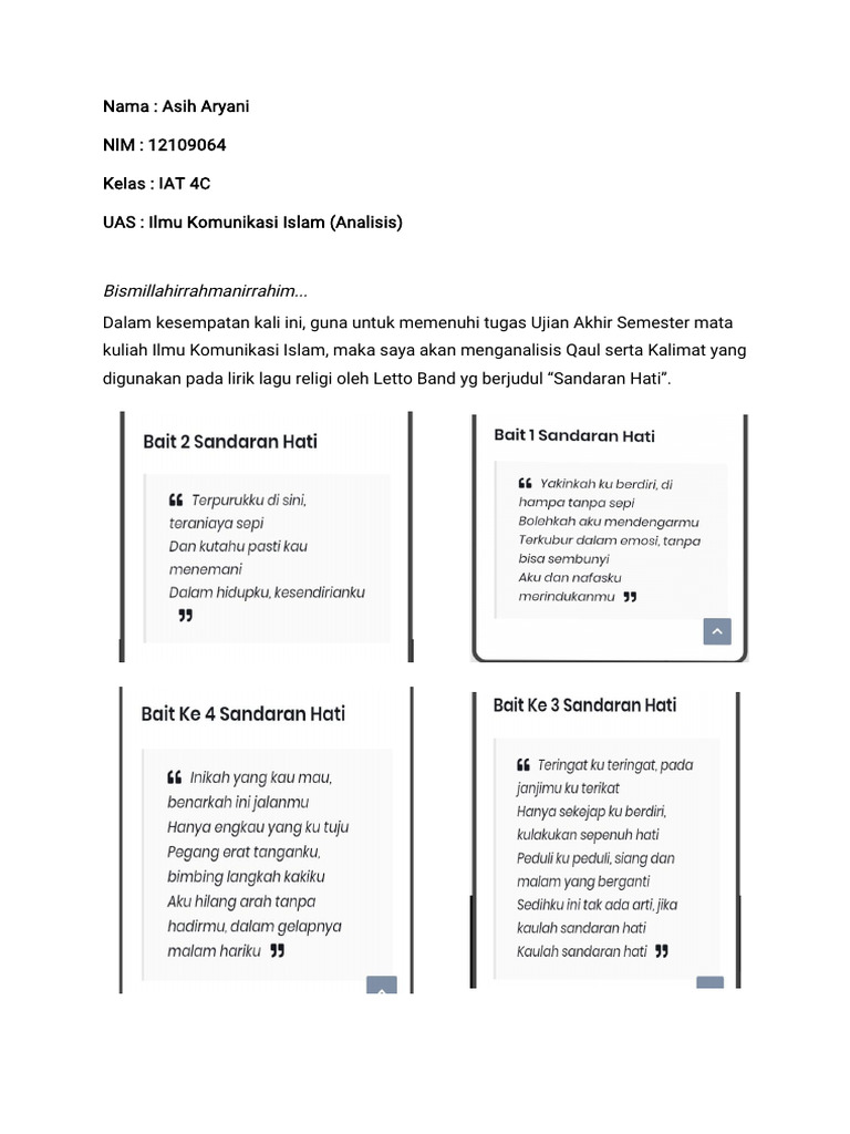 Asih Aryani_UAS Ilmu Komunikasi Islam | PDF