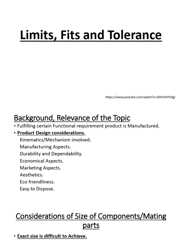 02-Limits Fits and Tolerances I | PDF | Engineering Tolerance | Mechanical Engineering