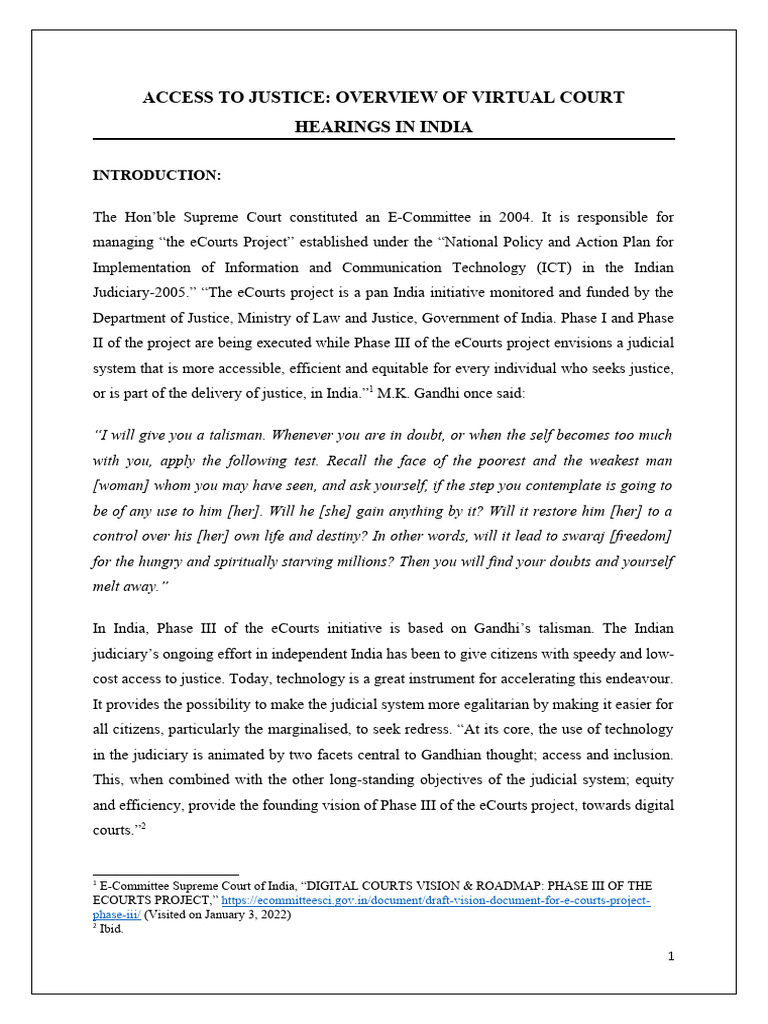 Virtual Court Hearings in India: Overview | PDF | Lawsuit | Videotelephony