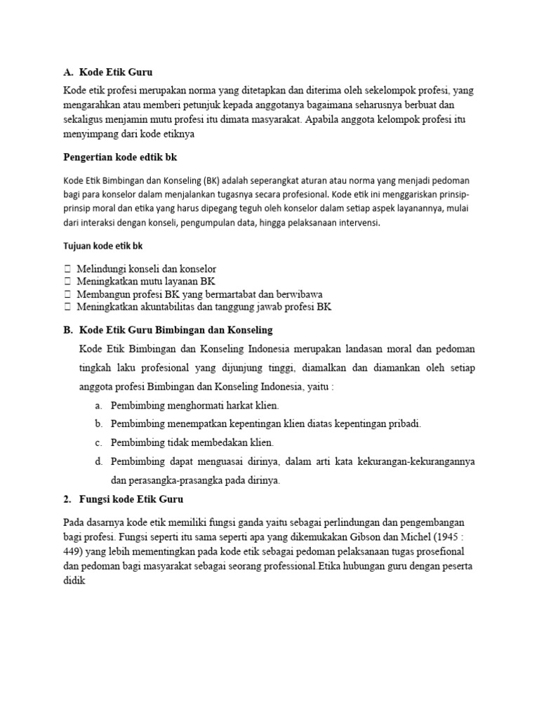 Kode Etik Guru BK | PDF