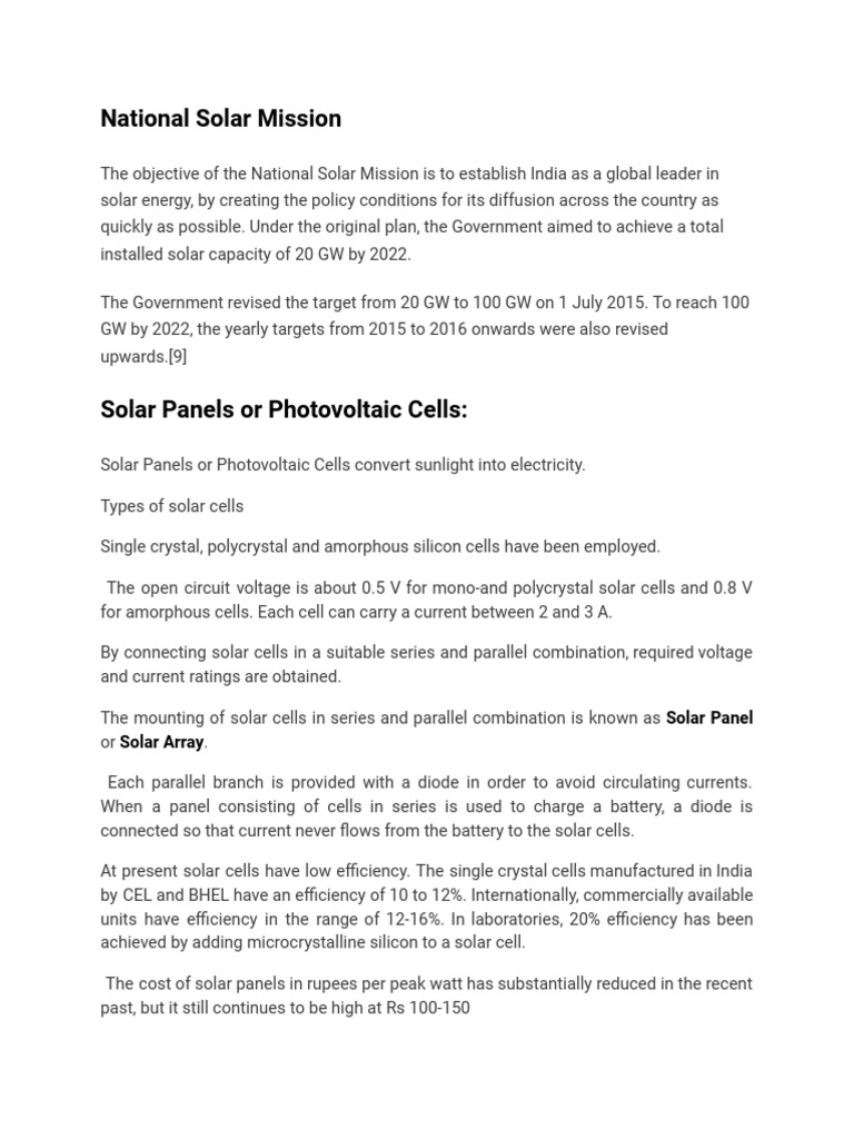 India’s National Solar Mission Overview | PDF | Photovoltaics | Solar Power