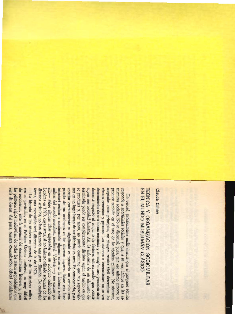 CAHEN Tecnica y Organizacion Sociomilitar en El Mundo Musulman Clasico | PDF