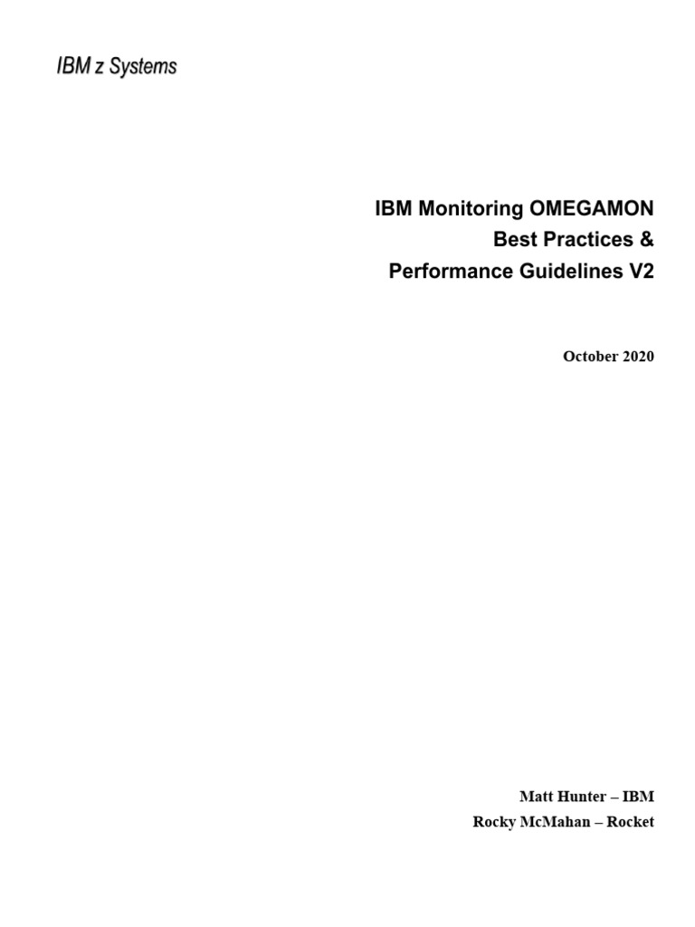 OMEGAMON Best Practices and Performance - Guidelines - V2 2020 | PDF ...