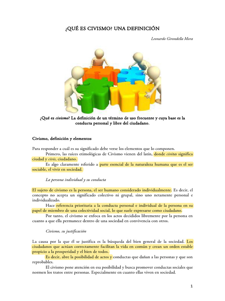 Definición y significado de civismo | PDF | Ciudadanía | Comportamiento