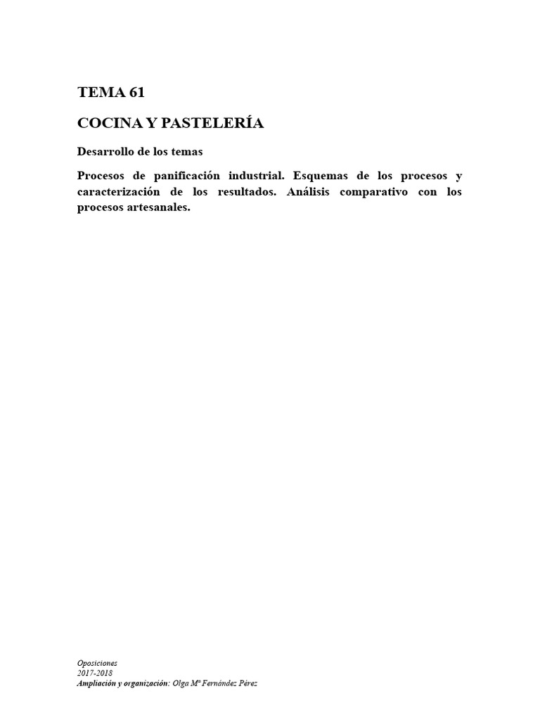 TEMA 61 Procesos de Panificación Industrial y Artesanal | PDF | Panes ...