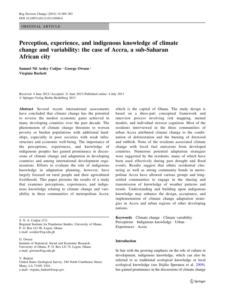 Indigenous Knowledge of Climate Change | PDF | Climate Change | Accra Indigenous Knowledge of Climate Change | PDF | Climate Change | Accra
