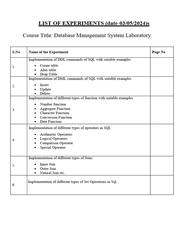 PRACTICAL FILE QUESTION DBMS | PDF