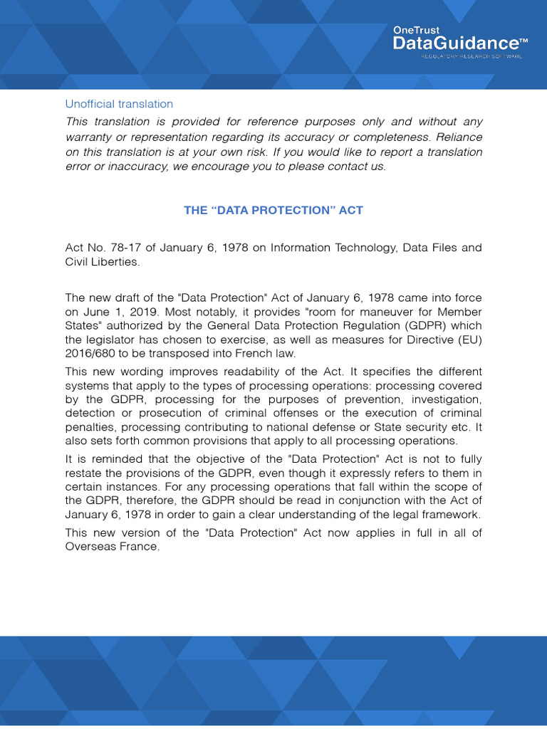 France Data Protection Act | PDF | European Union | Justice