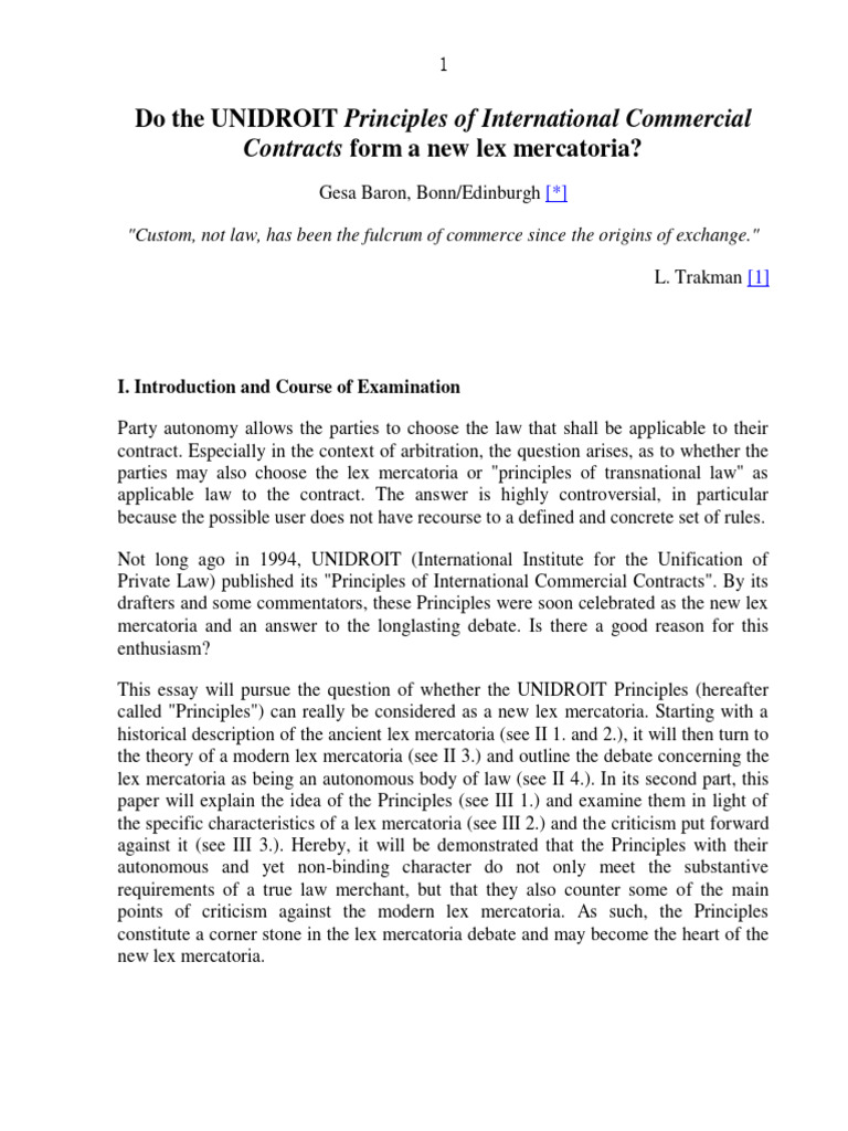 Do The UNIDROIT Principles of International Commercial: Contracts Form ...