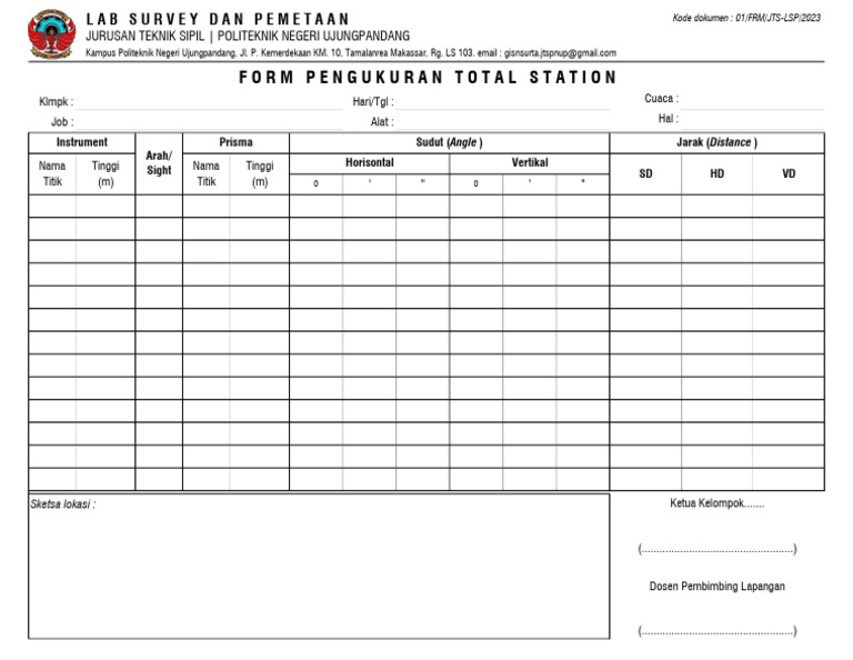 Form Data Ukur Total Station | PDF