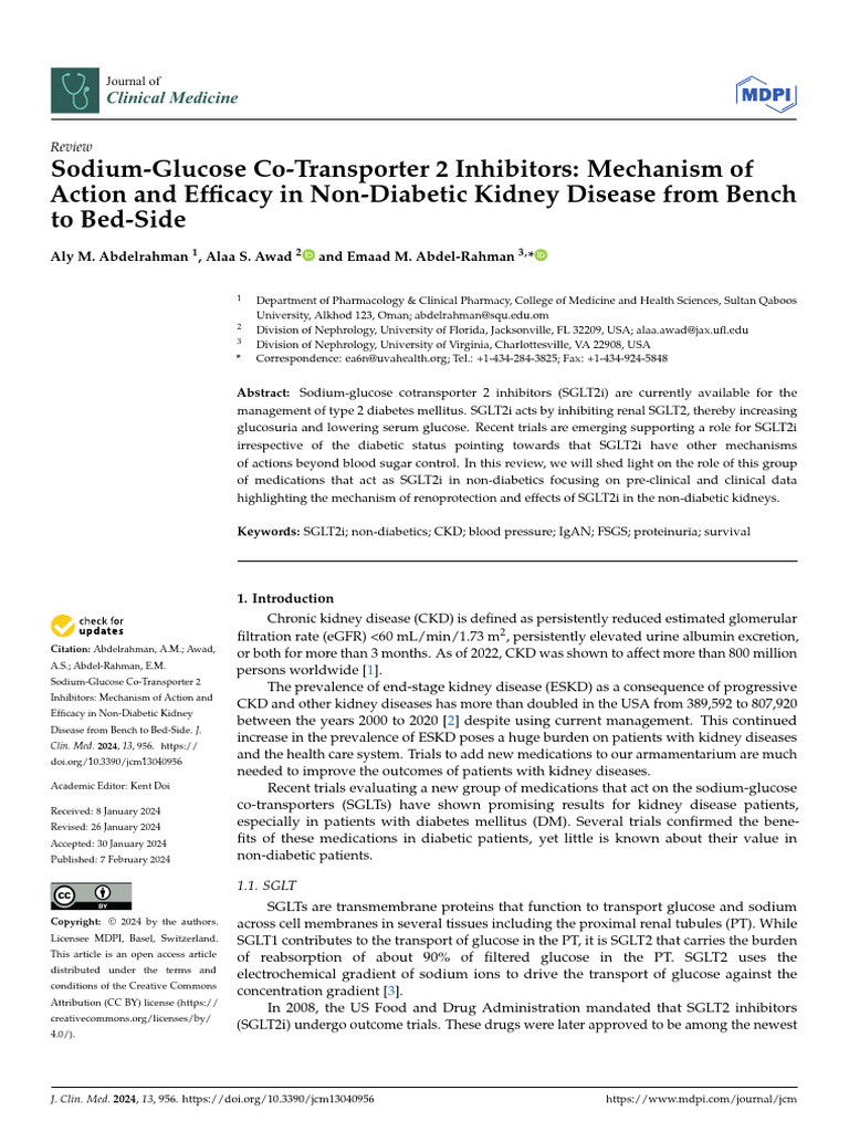 Sodium-Glucose Co-Transporter 2 Inhibitors - 2024 | Download Free PDF ...