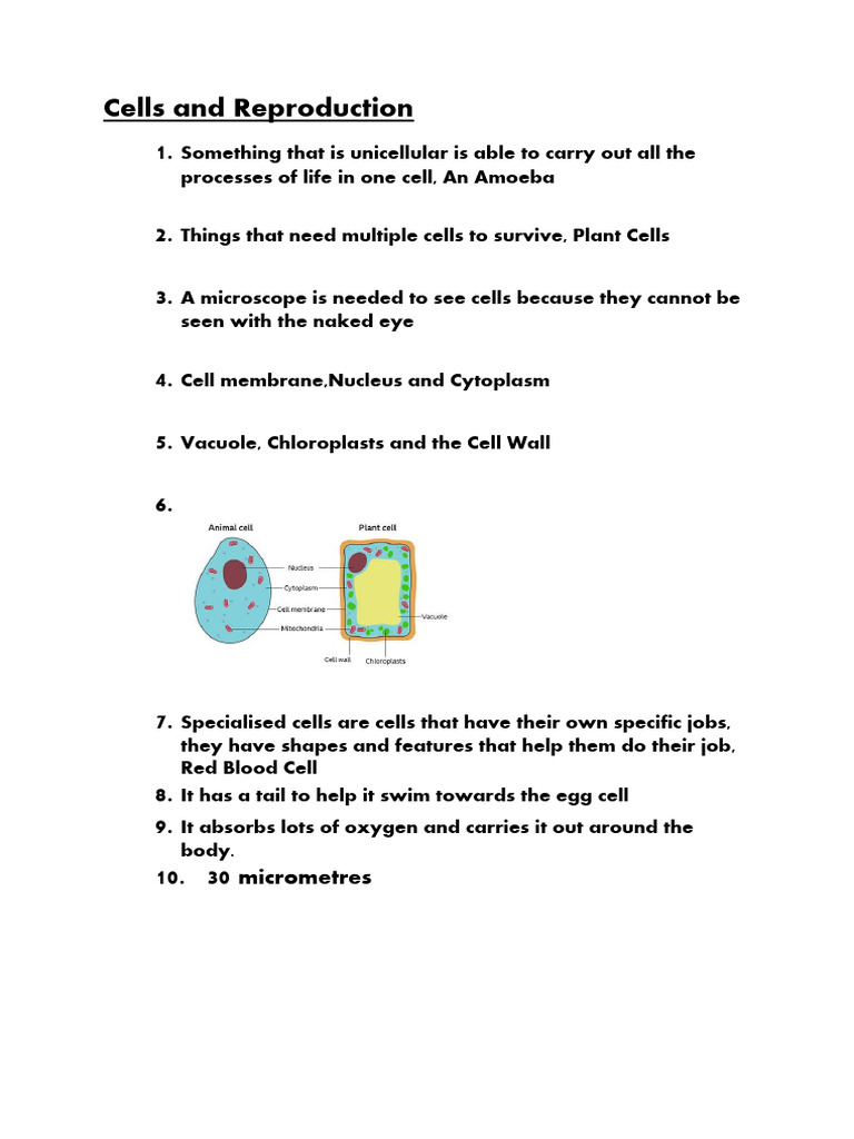 Cells and reproduction | PDF