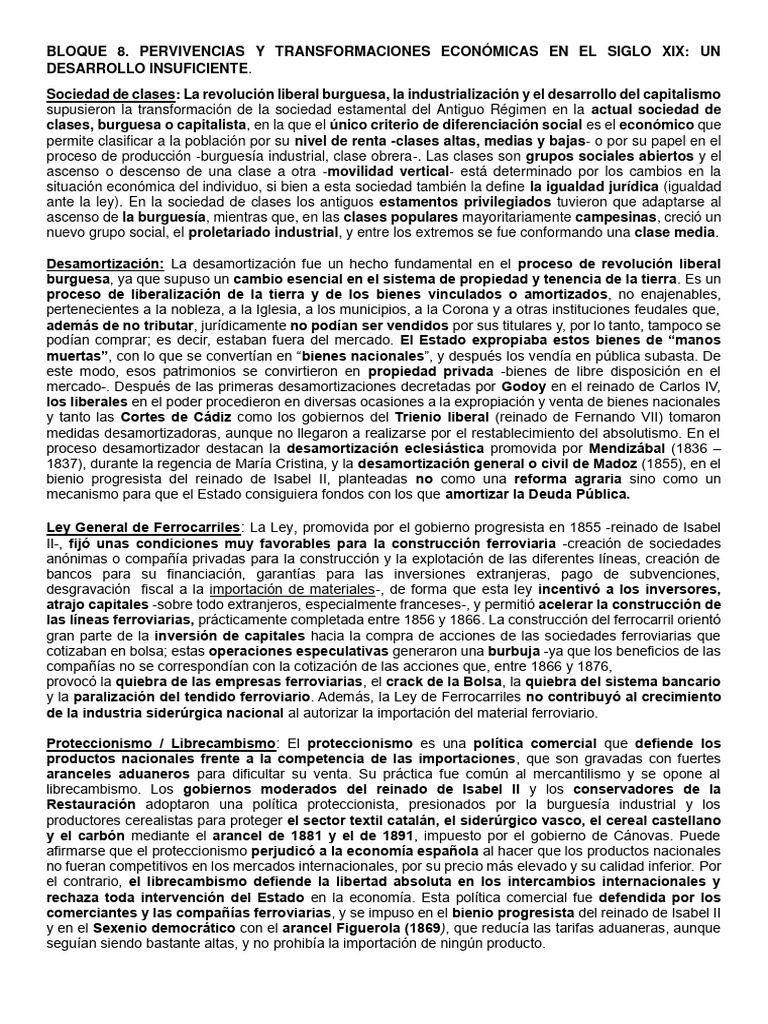 BLOQUE 8 - TÉRMINOS | PDF | Proteccionismo | Burguesía