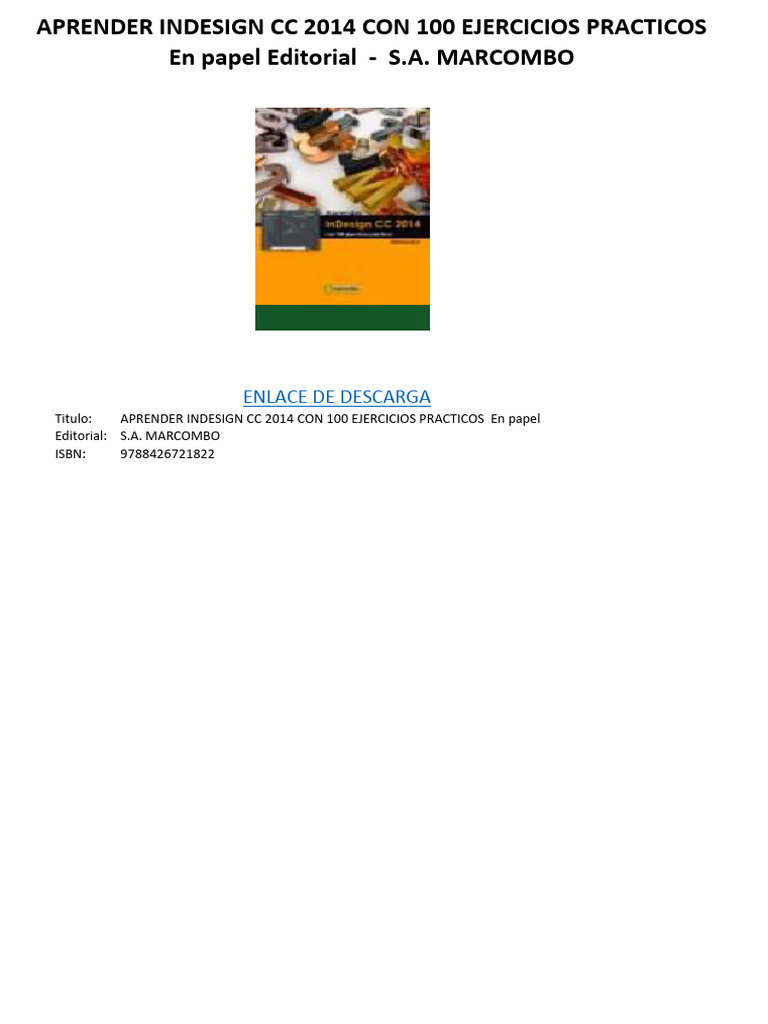 Aprende Indesign CC 2014 Con 100 Ejercicios Practicos | PDF