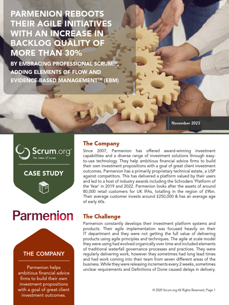 Parmenion Reboots Their Agile Initiatives Case Study 3.0 | PDF | Scrum (Software Development ...