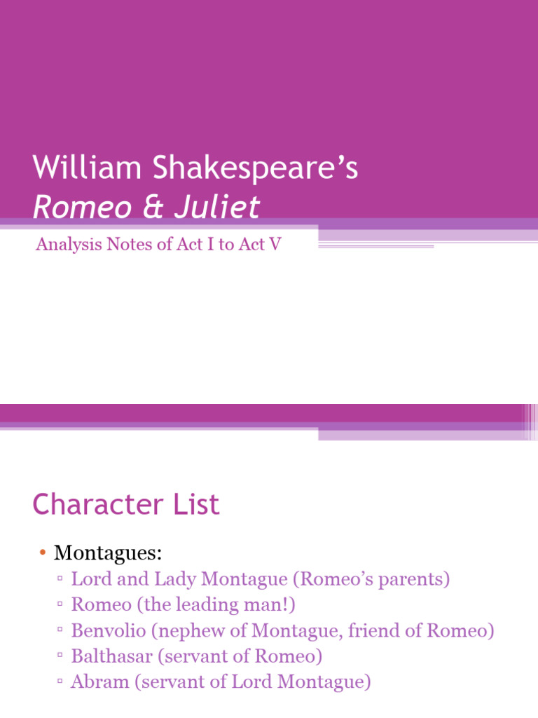 William Shakespeare's: Romeo & Juliet | PDF | Characters In Romeo And ...