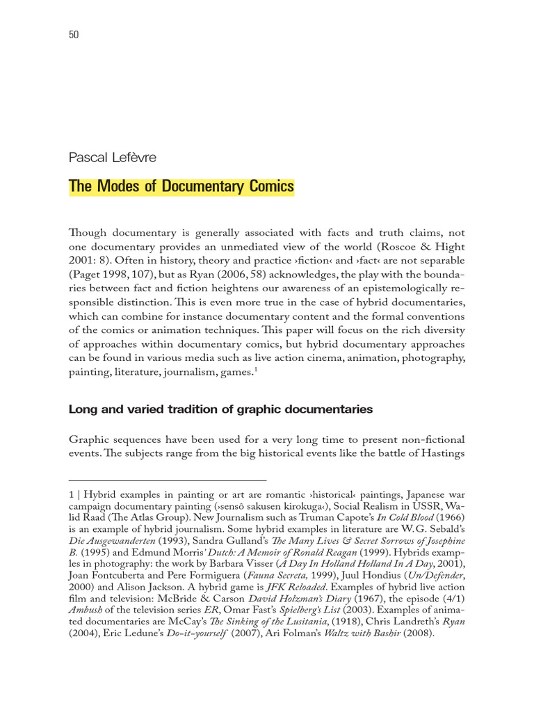 modes_of_documentary_comics_Lefevre | Download Free PDF | Documentary ...