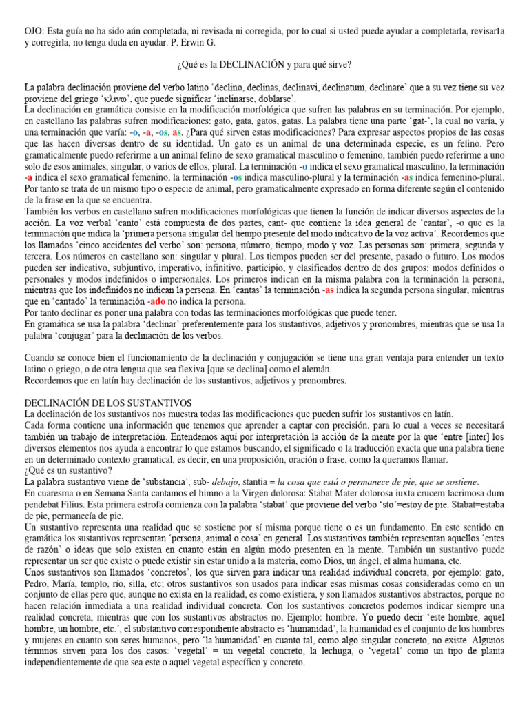 Qué es la declinación en gramática | PDF | Verbo | Objeto (gramática)