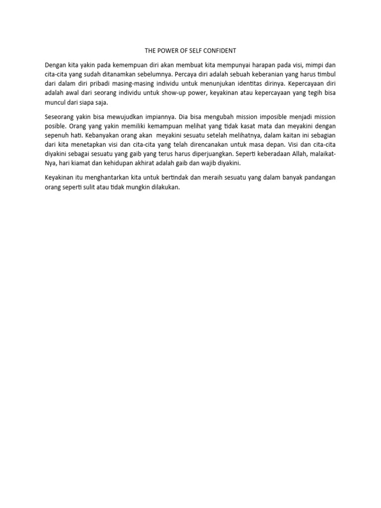 ARTIKEL The Power of Self Confident | PDF | Pengembangan Diri