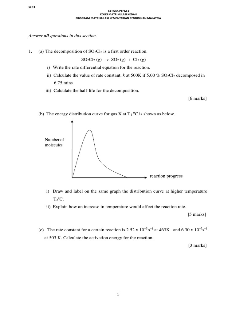 SK025 KMK Set 3 (Question) | PDF | Chemical Reactions | Chemical Compounds