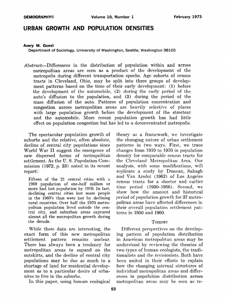 Urban Growth and Population Densities | PDF | Regression Analysis | Suburb