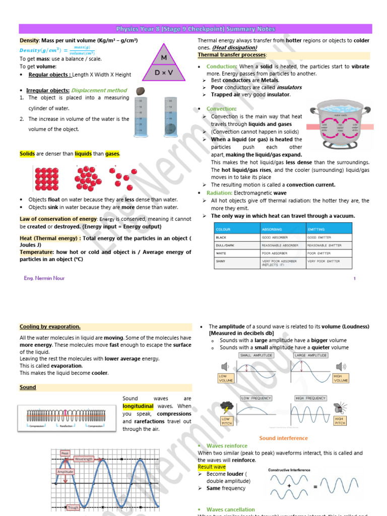 Physics Year 8 Summary Notes | PDF | Giant Impact Hypothesis | Earth