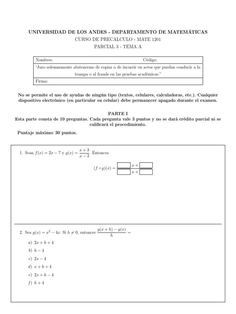 Parcial 3A | PDF | Matemáticas