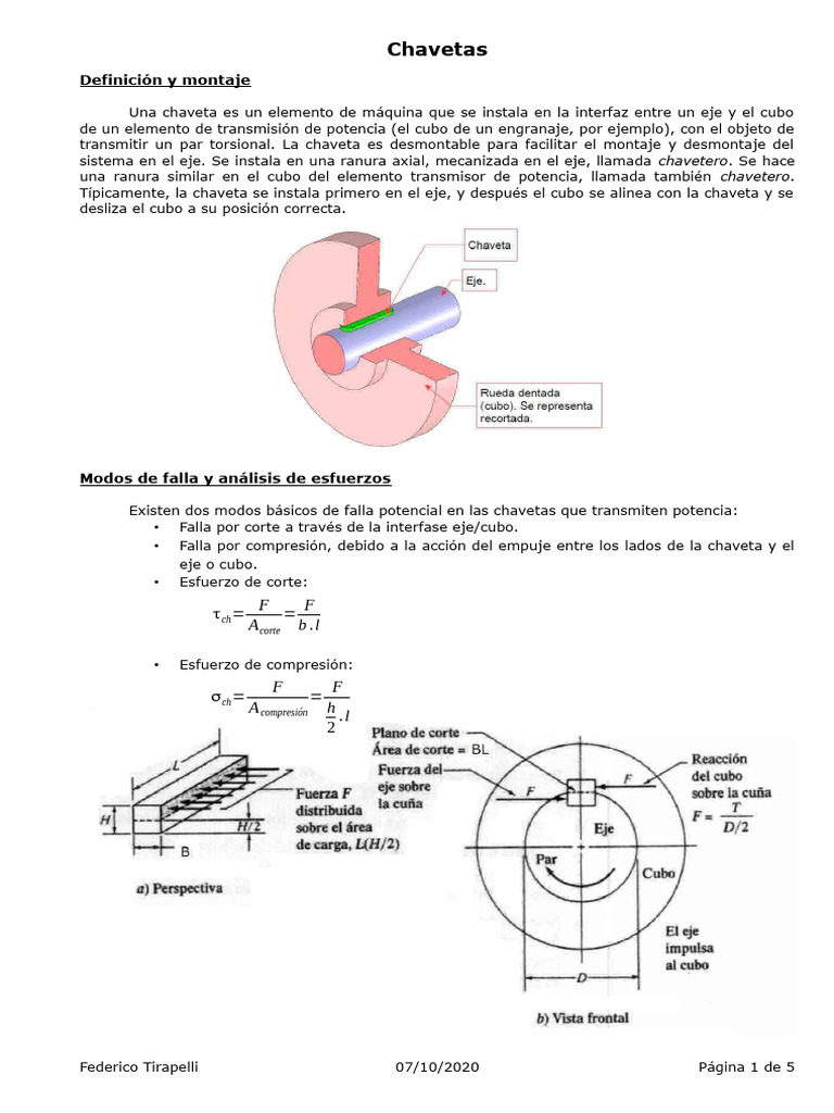 Guía de Diseño de Chavetas | PDF | Eje | Elasticidad (Física)
