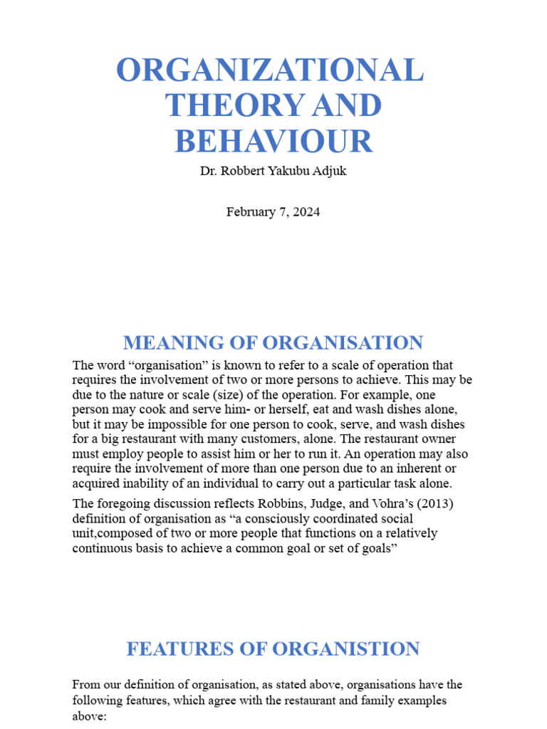 Organizational Theory and Behaviour | Download Free PDF | Systems Theory | System