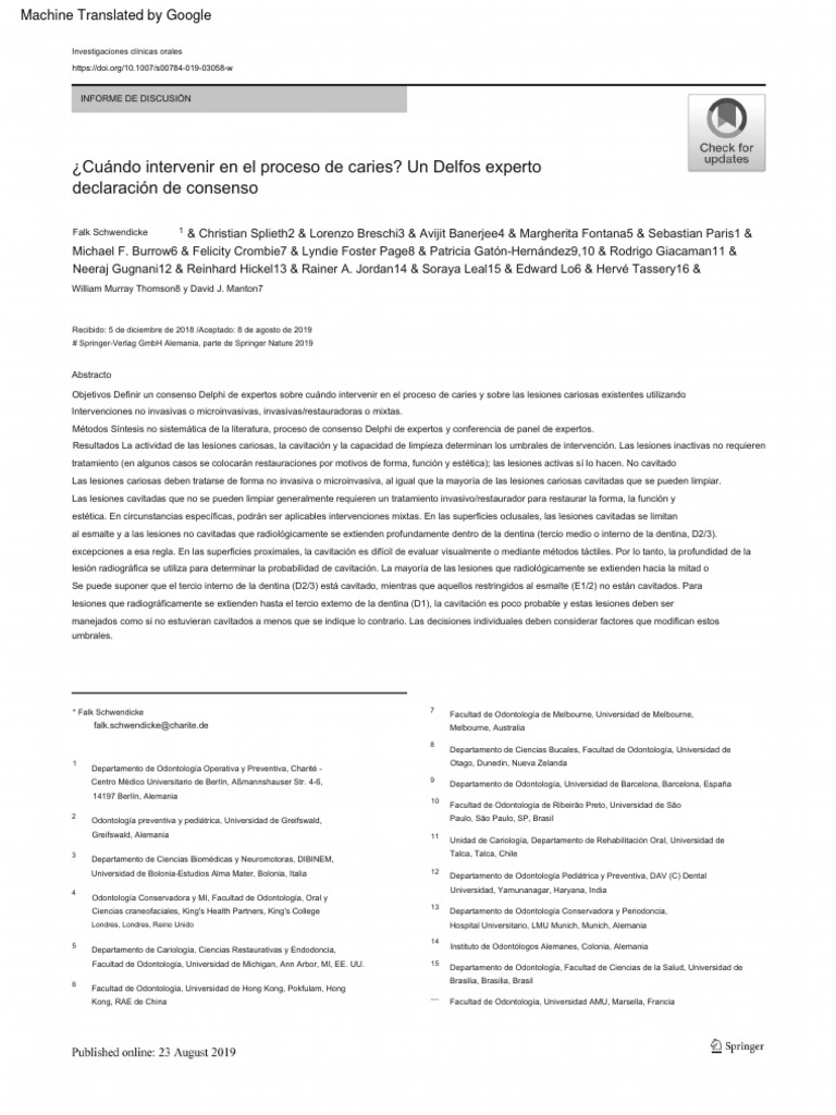 LecturaOR - When To Intervene in The Caries Process An Expert Delphi ... LecturaOR - When To Intervene in The Caries Process An Expert Delphi ...