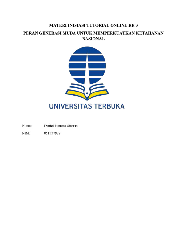 Tugas MATERI INISIASI TUTORIAL ONLINE KE 3 Peran Generasi Muda Dalam ...