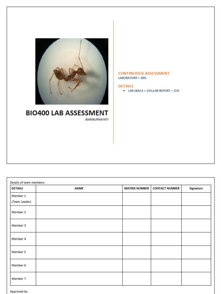 Concepts of Biology Mar2023 - LABORATORY ASSESSMENT AND RUBRIC | PDF ...