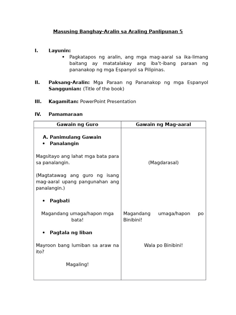A.P 5 - Mga Paraan NG Pananakop NG Espanyol | PDF