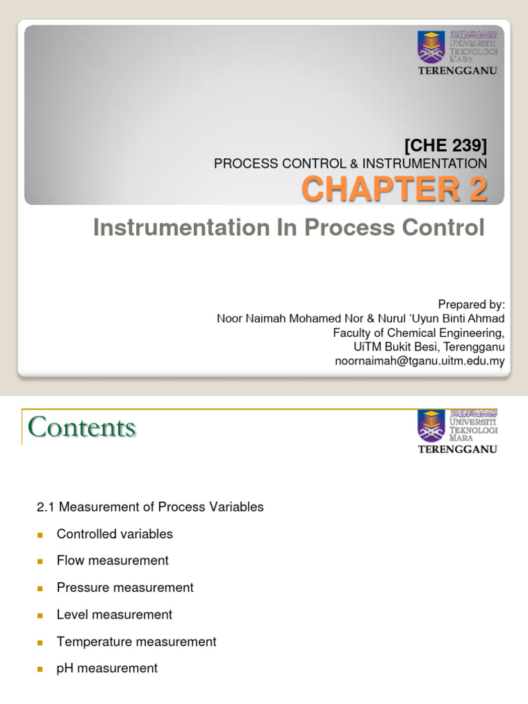 Chapter 2.1 Measurement of Process Variables | PDF | Flow Measurement ...