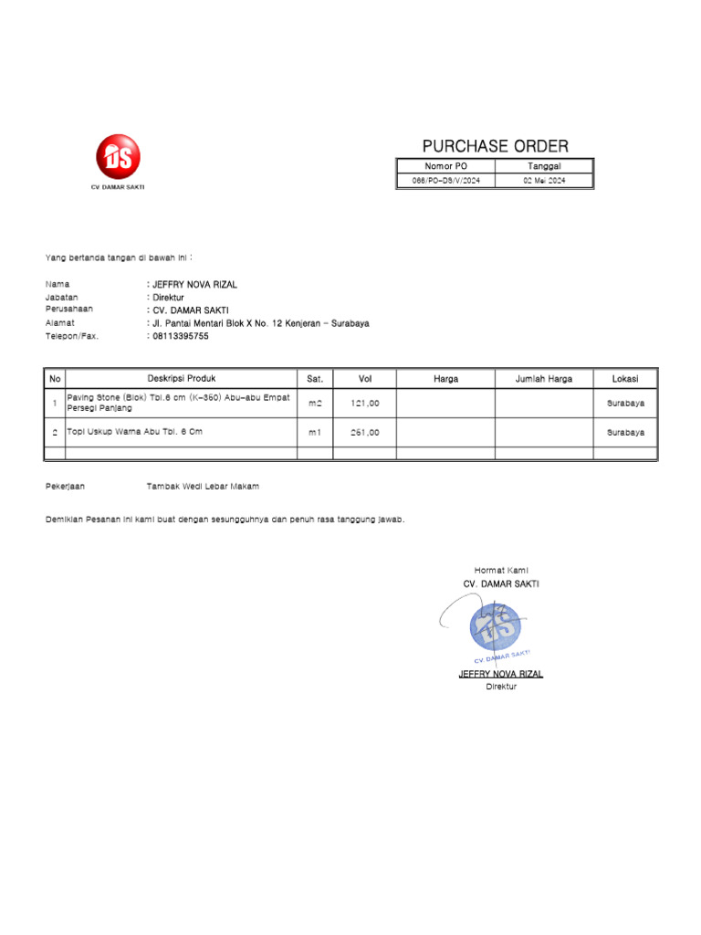 Po Paving Tambak Wedi Lebar Makam Rev | PDF